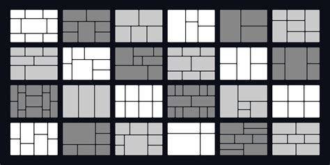 Bento Grid Layouts Geometric Tiles Pattern Trendy Frames Arrangements