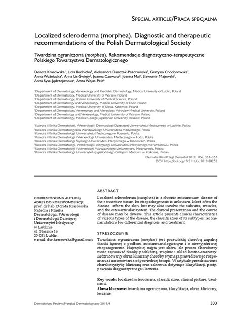 Wojas Pelc Et Al Localized Scleroderma Morphea 2019 2 Pdf