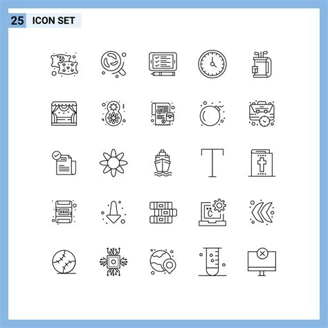 Pictogram Set Of 25 Simple Lines Of Club Time Cell Contact Us Clock Editable Vector Design
