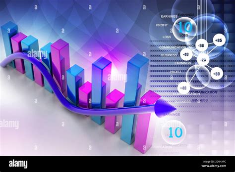 Digital Illustration Of Business Graph With Arrow Showing Growth And Profit Stock Photo Alamy