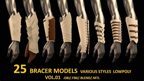 Artstation 25 Bracer Low And Medium Poly Models Various Style Resources