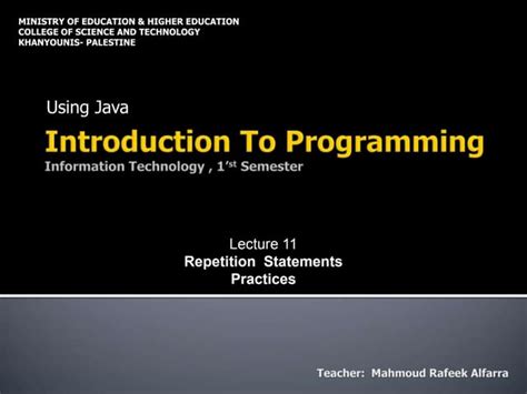 Computer Programming Loops Using Java Part 2 Ppt