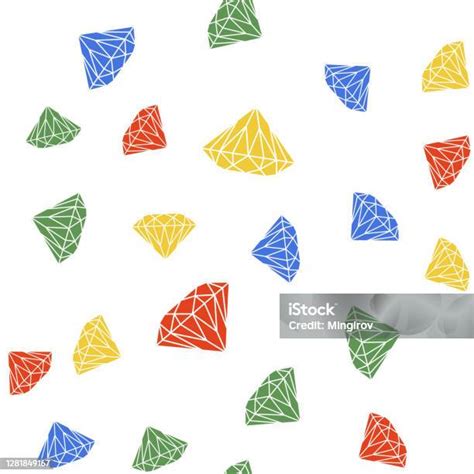 컬러 다이아몬드 아이콘 흰색 배경에 매끄러운 패턴을 격리 보석 기호 보석 돌 벡터 0명에 대한 스톡 벡터 아트 및 기타 이미지 0명 가능성 결정체 Istock