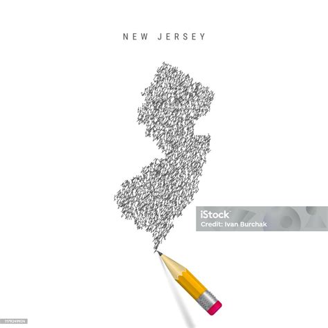 Ilustración De Mapa De Garabatos De Bocetos De Nueva Jersey Aislado