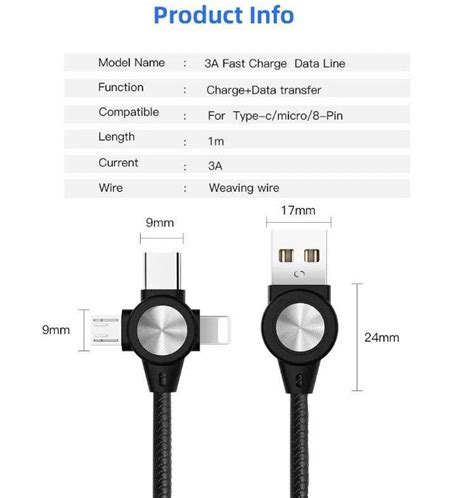 Baseus 3 В 1 Usb кабель для зарядки шнур для зарядки Micro Usb тип C 8 Pin Id 1759825084