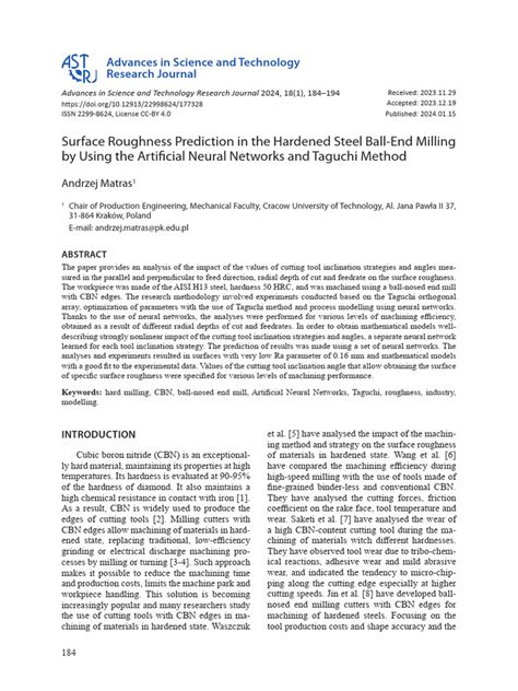 Surfaceroughnesspredictioninthehardenedsteel Pdf Machining Wear