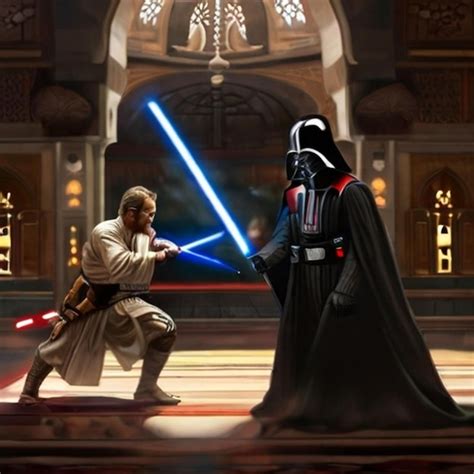Obi Wan Kenobi Fighting Darth Vaderin Premium Ai Generated Image