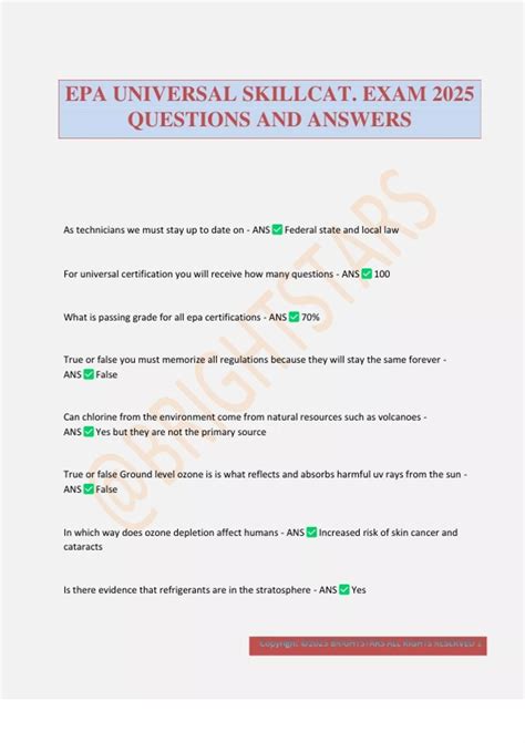 Epa Universal Skillcat Exam 2025 Questions And Answers Epa 608 Stuvia Us