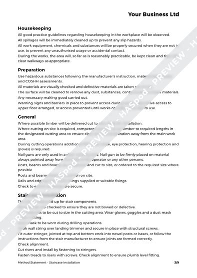 Staircase Installation Method Statement Template Haspod