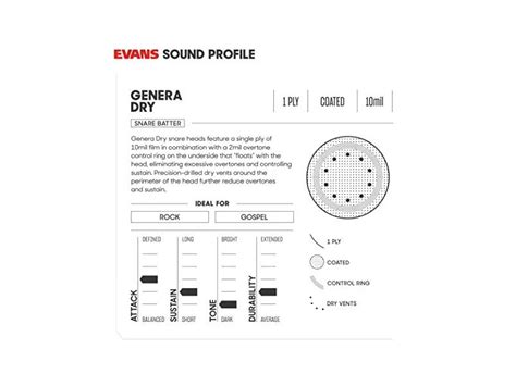 Evans B14dry Genera Dry Coated 14 Snare Drumhead Tom Drum Head Drumskin Drum Skin Kulit Drum