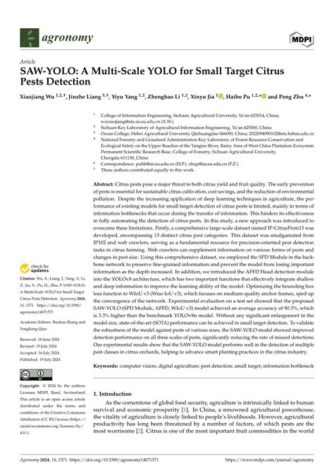 Pdf Saw Yolo A Multi Scale Yolo For Small Target Citrus Pests Detection