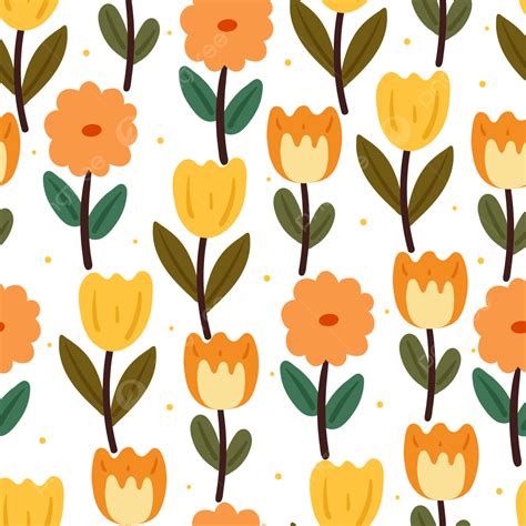 Cute Yellow Flower Seamless Pattern Vector Seamless Pattern Floral Pattern Flower Drawing Png