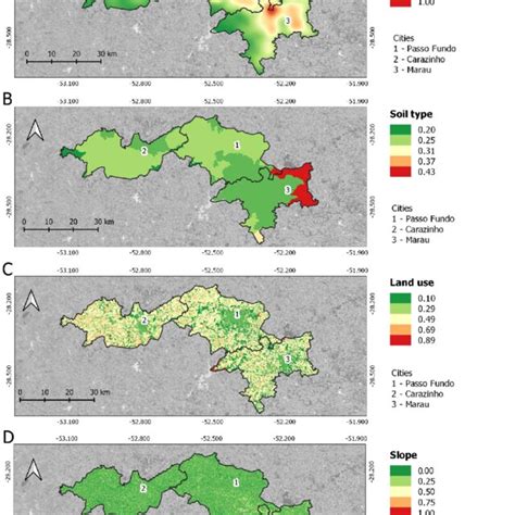 A Map Of The Density Factor Of Rural Buildings B Soil Type Factor