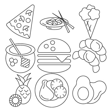 음식 색칠 공부 벡터 Freepik에서 무료 고품질 벡터를 다운로드하세요 Freepik
