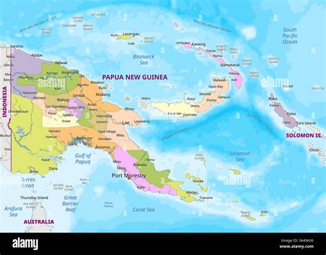 Detailed Political Map Of Papua New Guinea Stock Vector Image And Art Alamy