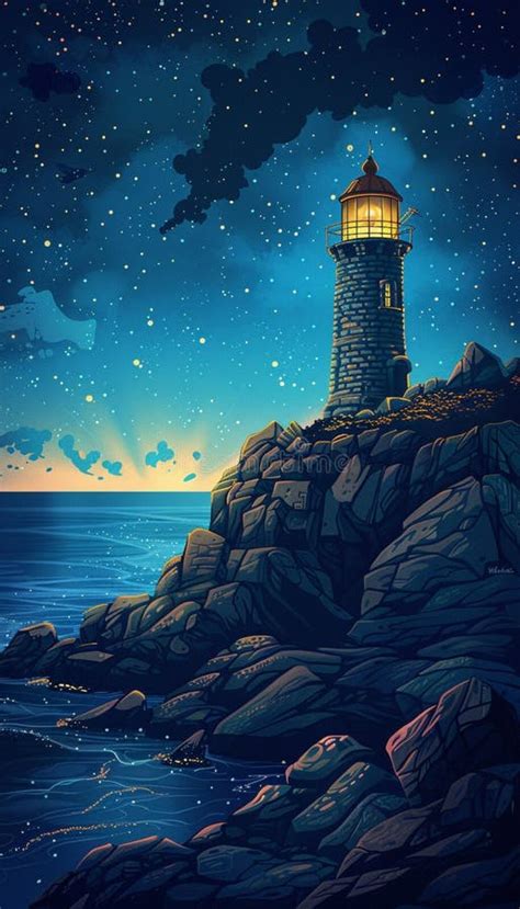 Illustration Of An Imposing Nocturnal Landscape Stock Illustration
