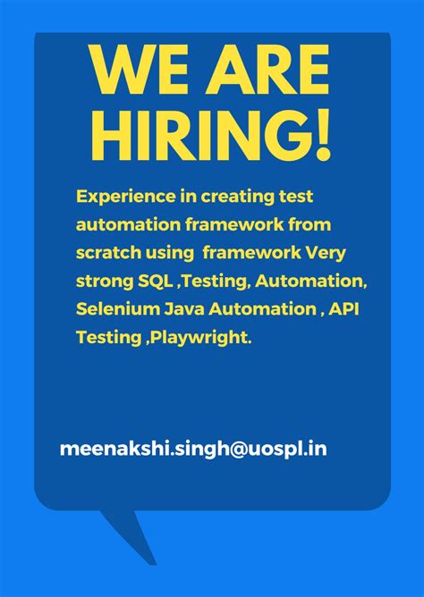 🚀 Were Hiring Automation Tester One Site Meenakshi Singh