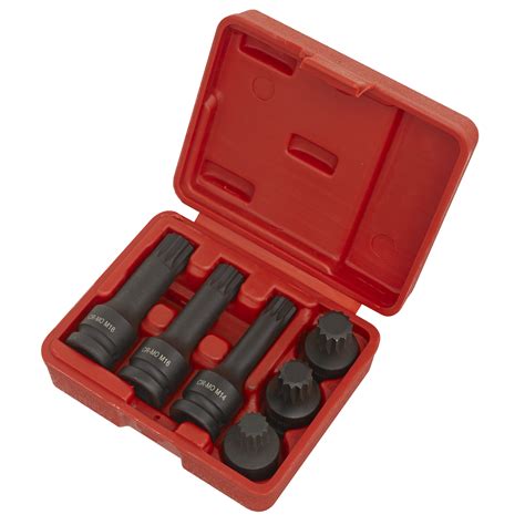 6pc 1 2 Sq Drive Impact Spline Socket Bit Set Sx052 Sealey