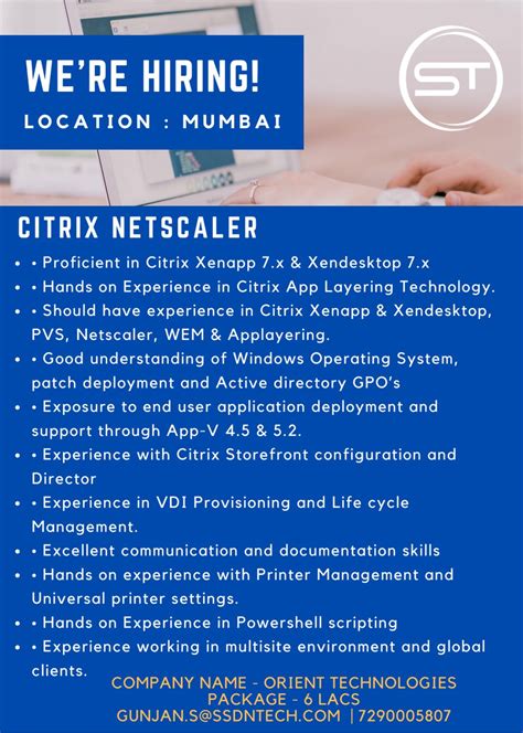Aman Sinha On Linkedin We Are Hiring For Mumbai Location Citrix Netscaler Immediate Joiners