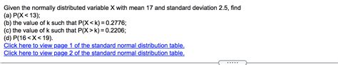 Solved Given The Normally Distributed Variable X With Mean Chegg