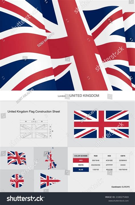 United Kingdom Flag Construction Sheet Vector Stock Vector Royalty
