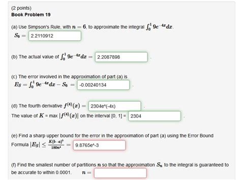 solved 2 points book problem 19 a use simpson s rule