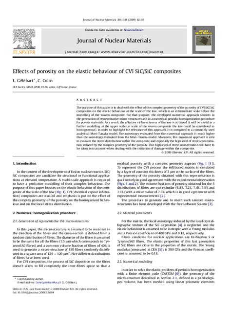 Pdf Effects Of Porosity On The Elastic Behaviour Of Cvi Sicsic