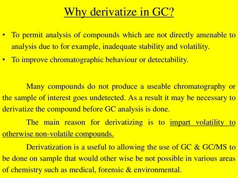 Derivatization In Gas Chromatography Gc Highperformance Liquid Chr
