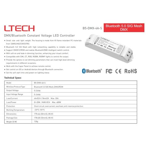 Dmxbluetooth Constant Voltage Led Controller B5 Dmx 4a S Dmxbluetooth Constant Voltage Led Controller B5 Dmx 4a S
