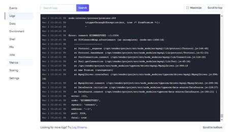 error connect econnrefused 1 3306 render