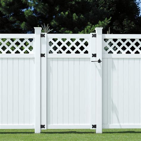 Veranda 3 1 2 Ft W X 6 Ft H White Vinyl Lewiston Lattice Top Fence