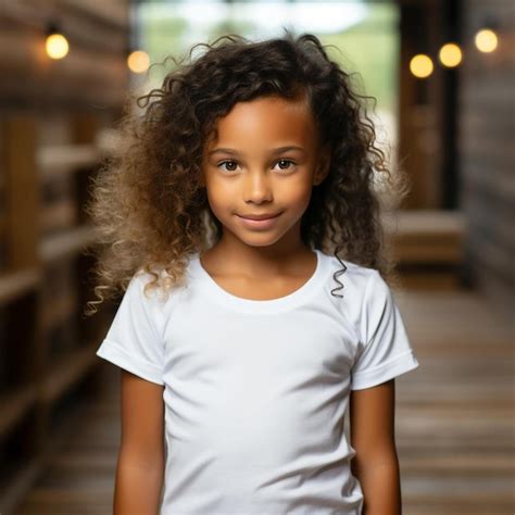Premium Photo A Girl With Curly Hair Stands In A Room With Other People