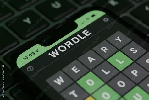 Wordle Game On A Phone Screen Stock Photo Adobe Stock