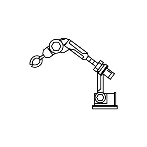 흰색 배경에 흑백 로봇 기계 벡터 일러스트 레이 션 프리미엄 벡터
