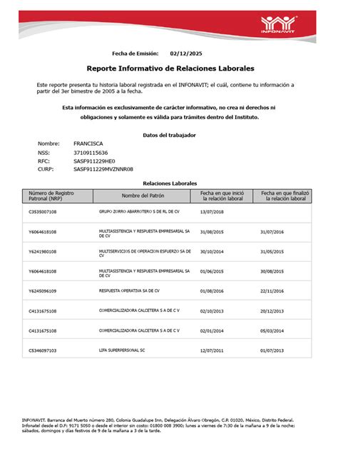 Reporte Laboral Infonavit 2025 Pdf