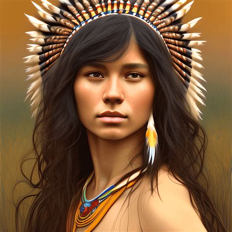 Portrait Of A Beautiful Native American · Creative Fabrica