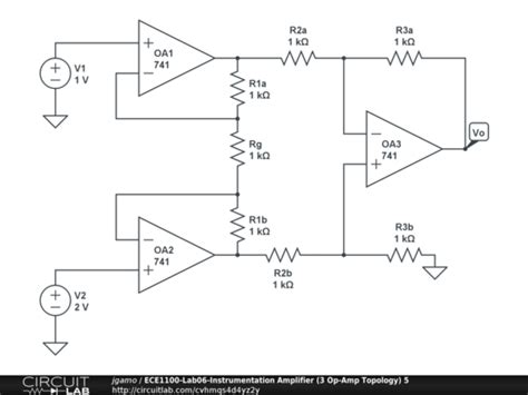 ECE1100 Lab06 Instrumentation Amplifier 3 Op Topology 5 CircuitLab