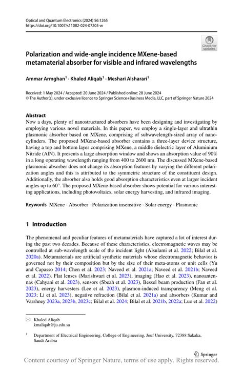 Polarization And Wide Angle Incidence Mxene Based Metamaterial Absorber