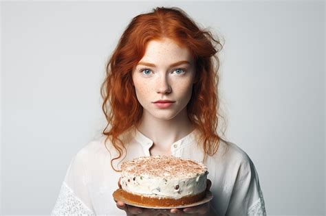 Premium Photo Young Pretty Redhead Girl Over Isolated White