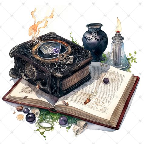 Dark Gothic Witchs Spellbook Clipart Bundle 10 High Etsy