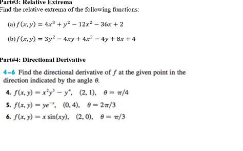 Solved Part Relative Extrema Find The Relative Extrema Of Chegg Com
