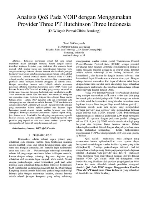 Pdf Analisis Qos Pada Voip Dengan Menggunakan Provider Three Pt