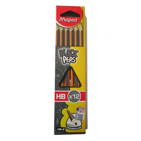 Maped Black Peps Graphite Hb 12 Triangular Pencil 850021 Office Mart