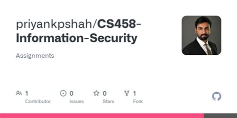 github priyankpshah cs458 information security assignments