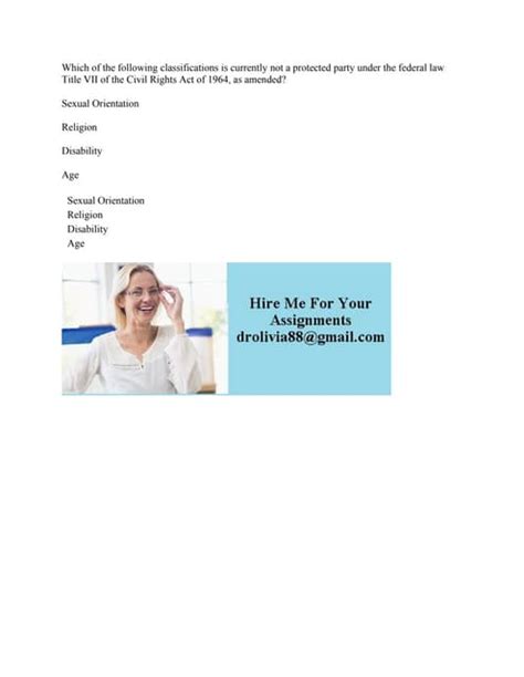 Which Of The Following Classifications Is Currently Not A Protected Papdf