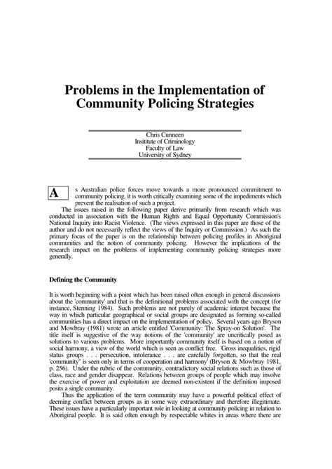 Pdf Problems In The Implementation Of Community Policing Strategies