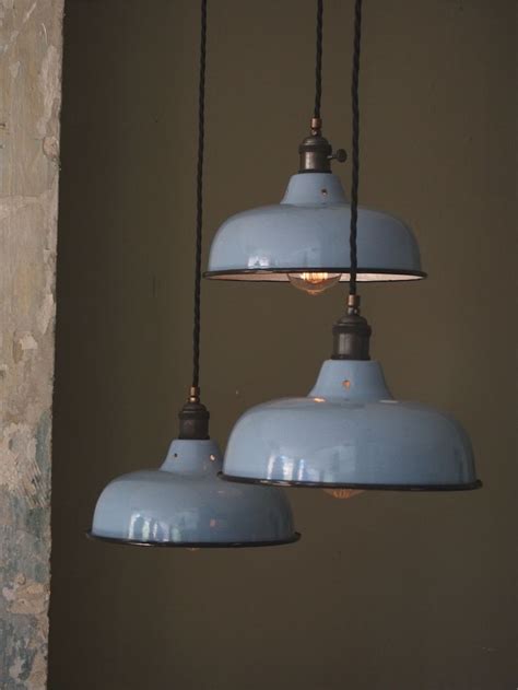 Abat Jour Emaille Lampe Industrielle Bleu Ciel Lampe Industrielle Suspension Luminaire