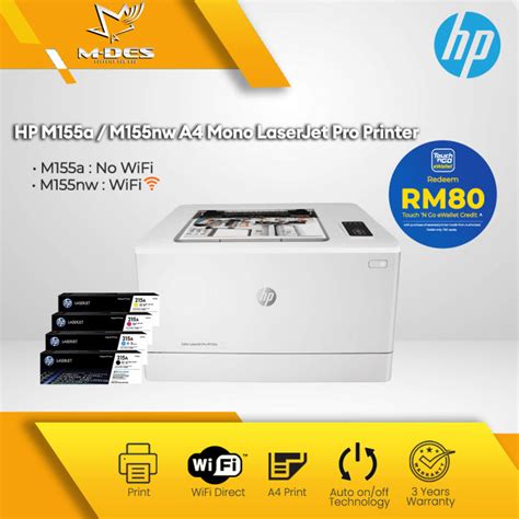 Hp M155a M155nw Single Function Color Laserjet A4 Printer Print Wifi 215a Toner W2310a
