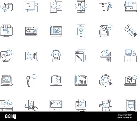 Devices Tech Line Icons Collection Smartph Tablet Laptop Desktop Smartwatch Fitness