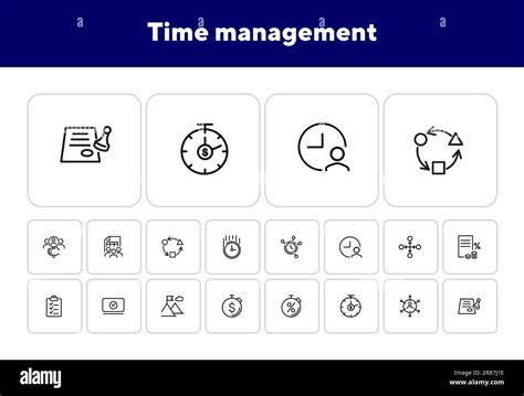 Time Management Line Icon Set Stock Vector Image And Art Alamy